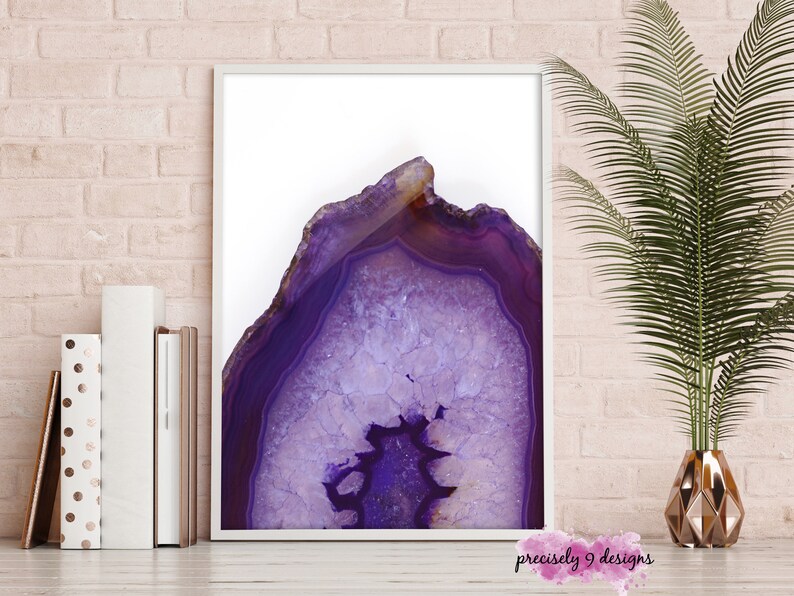 Agate Printable Poster With Faux Gold Foil, Geode Agate Print, Blue ...