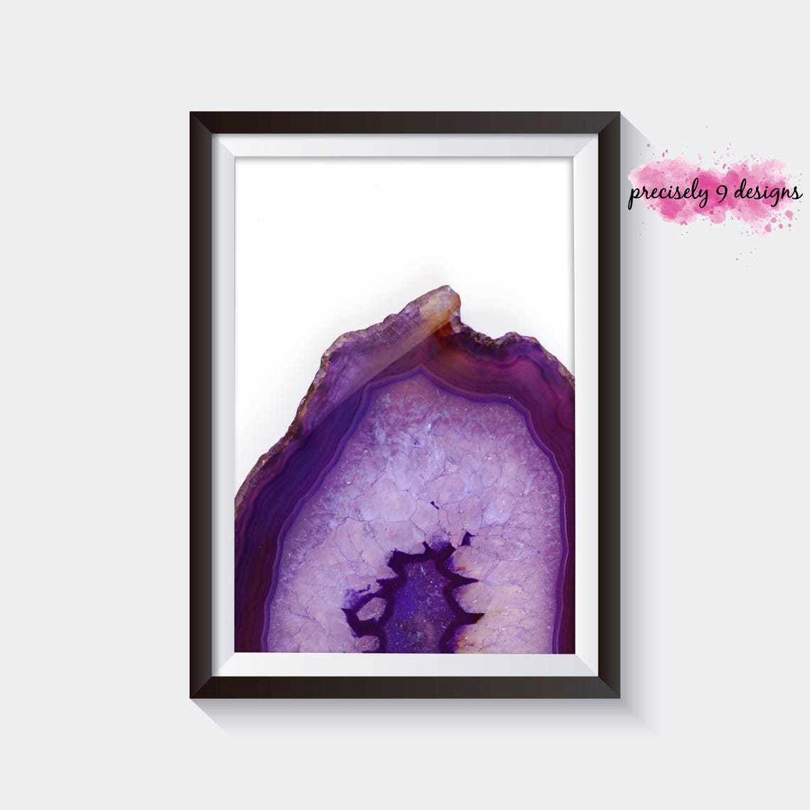 Agate Printable Poster With Faux Gold Foil, Geode Agate Print, Blue ...