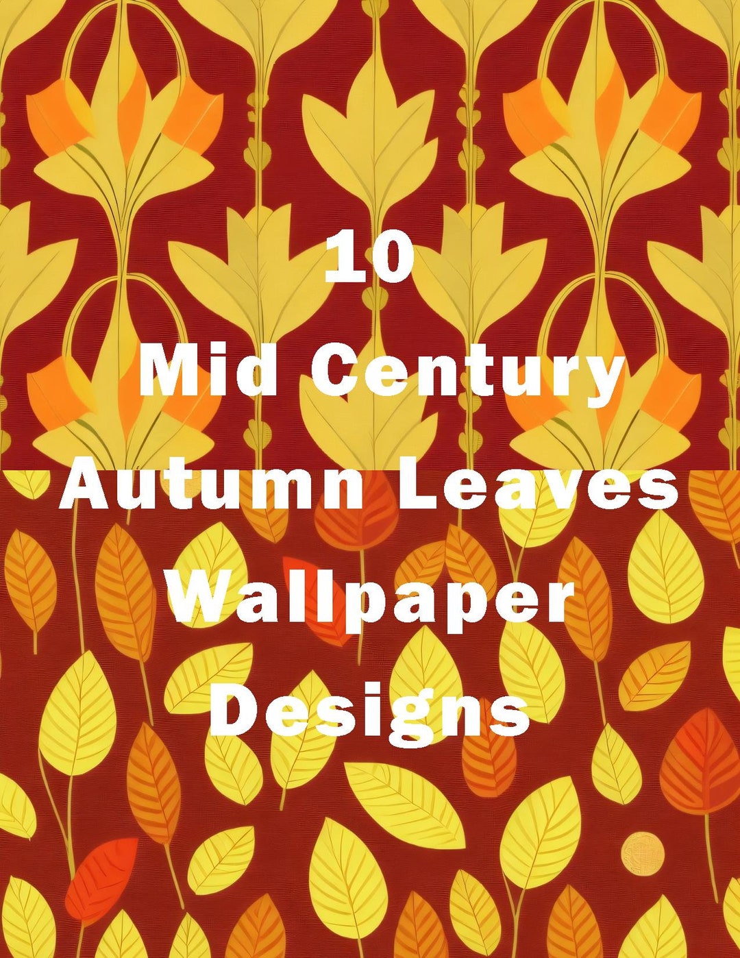 MID CENTURY PNG "retro Autumn Leaves" 10 Pack Background Download ...