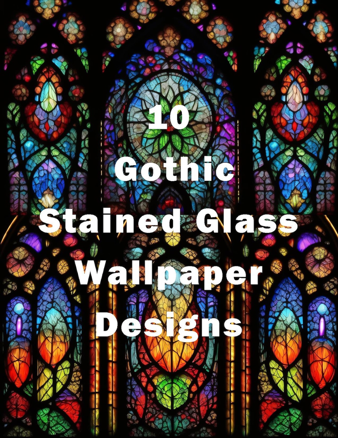 Gothic STAINED GLASS PNG Digital Art 10 Pack Background Download ...