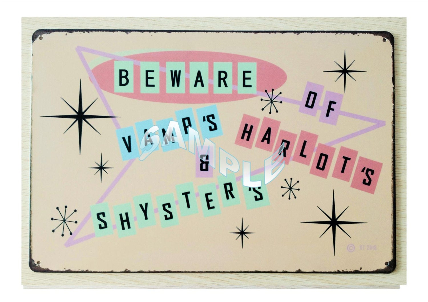 Retro Tin Sign Vamps Harlots Shysters Peach 20 X 30cm Rustic | Etsy