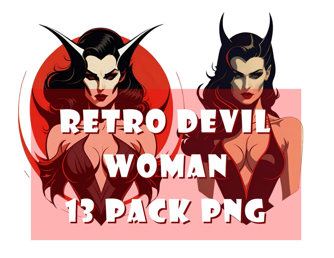 PNG Elements Download retro Devil Women 13 Sexy Evil Woman Lucky 13 Thirteen Brunette Red Horned ...