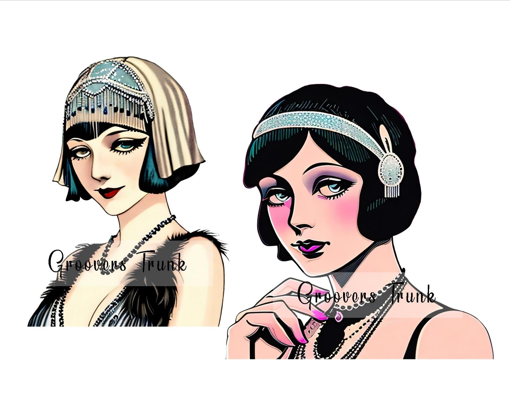 Art Deco Era PNG Elements Download "1920's Cartoon Flappers " Clipart ...