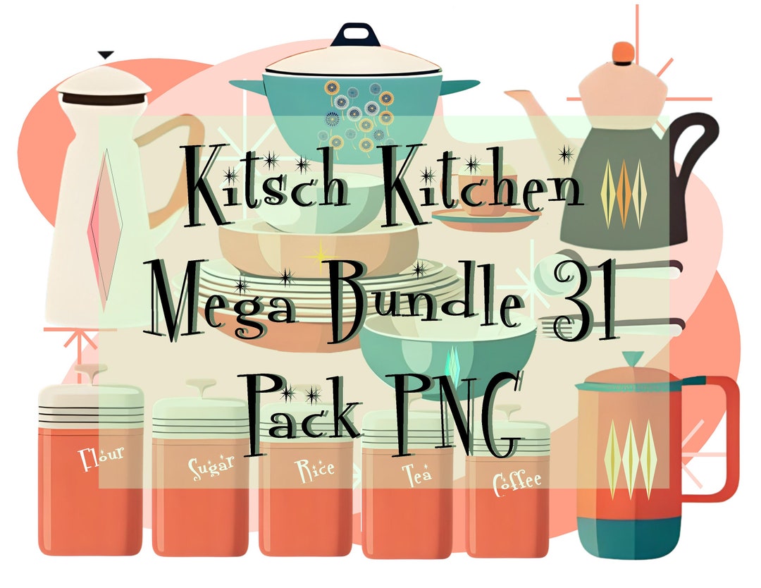 MID CENTURY PNG Elements Download "kitsch Kitchen Mega Bundle 31 Pack ...