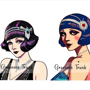 Art Deco Era PNG Elements Download "1920's Cartoon Flappers " Clipart ...
