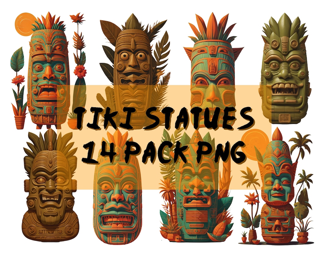 MID CENTURY PNG Elements Download "tiki Statues" Clipart 14 Pack ...