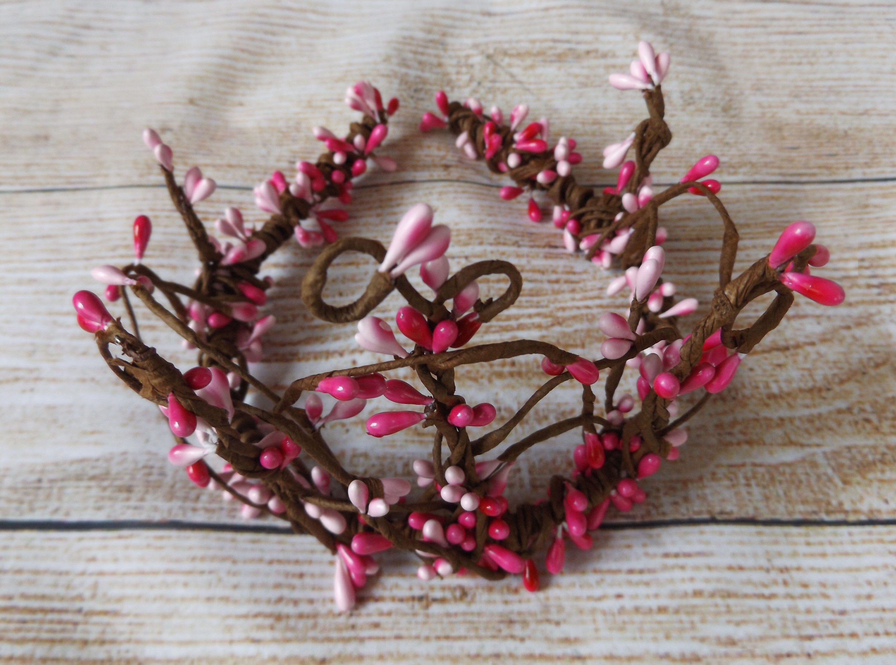 Woodland Priestess Crown Hot & Baby Pink Bud Berry Stamen Hair Flower ...