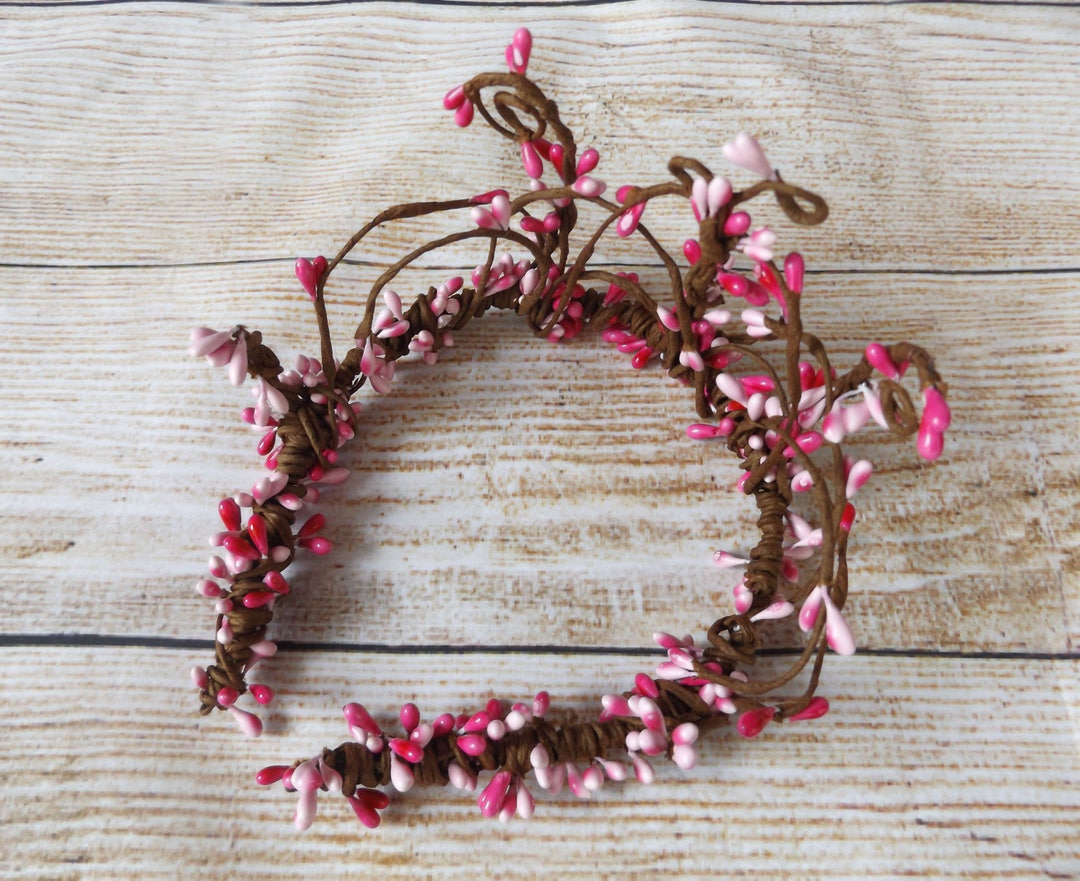 Woodland Priestess Crown Hot & Baby Pink Bud Berry Stamen Hair Flower ...