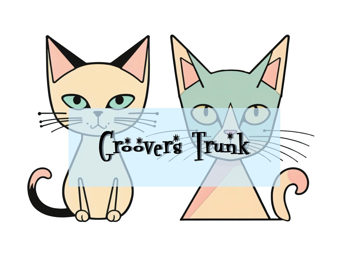 MID CENTURY PNG Elements Download "freaky Retro Cats" Clipart 13 Pack ...