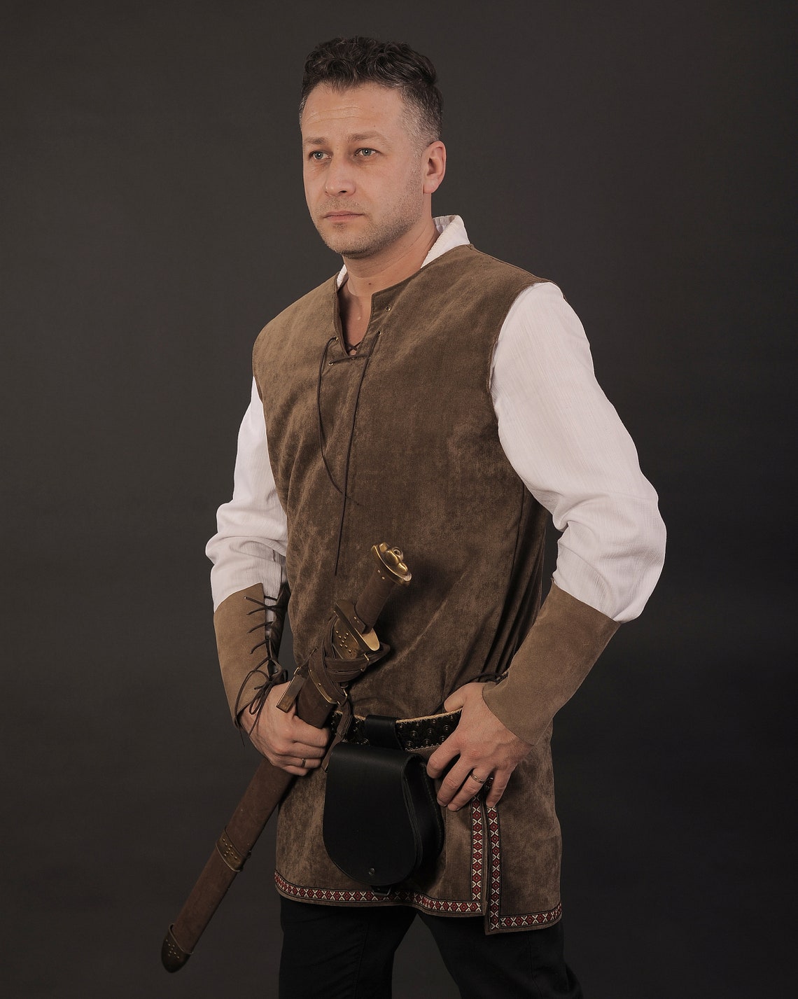 Medieval velvet tunic and coat costume for men/Medieval | Etsy