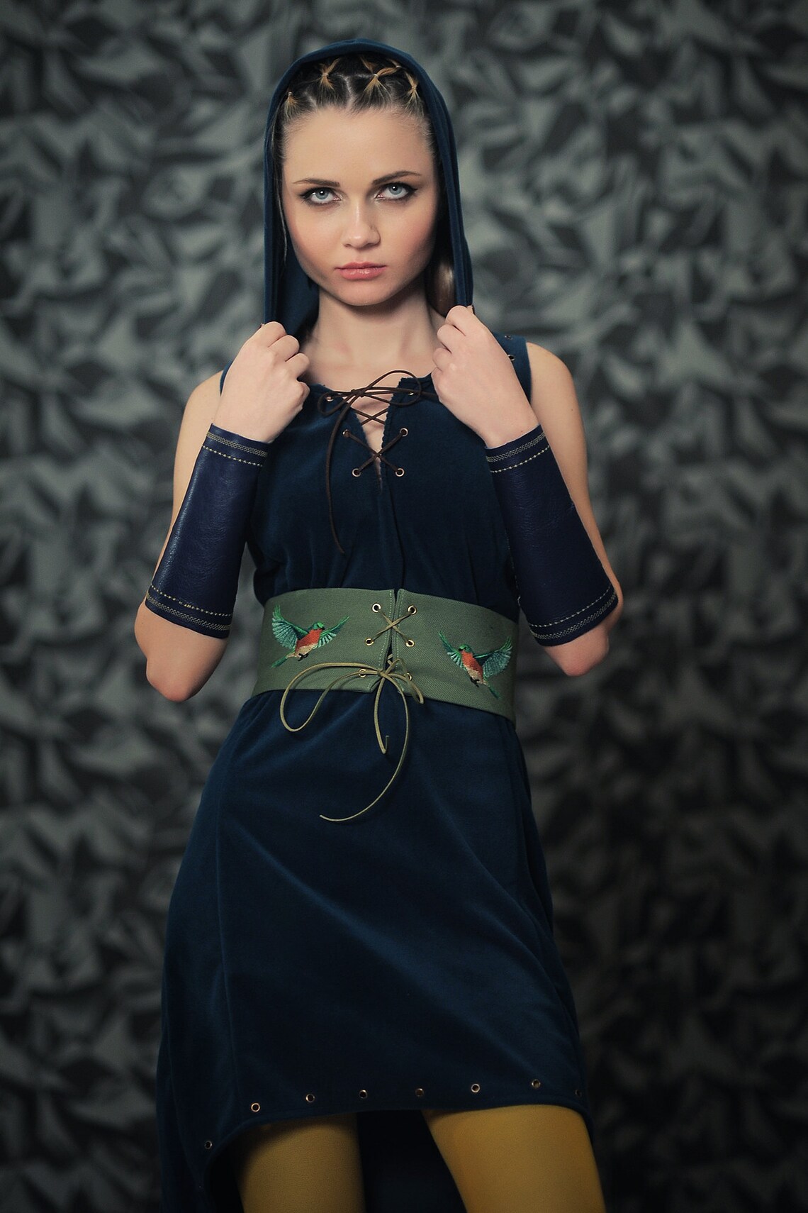 Women Medieval Dress Elf Costumedark Blue Elf Costume With Etsy