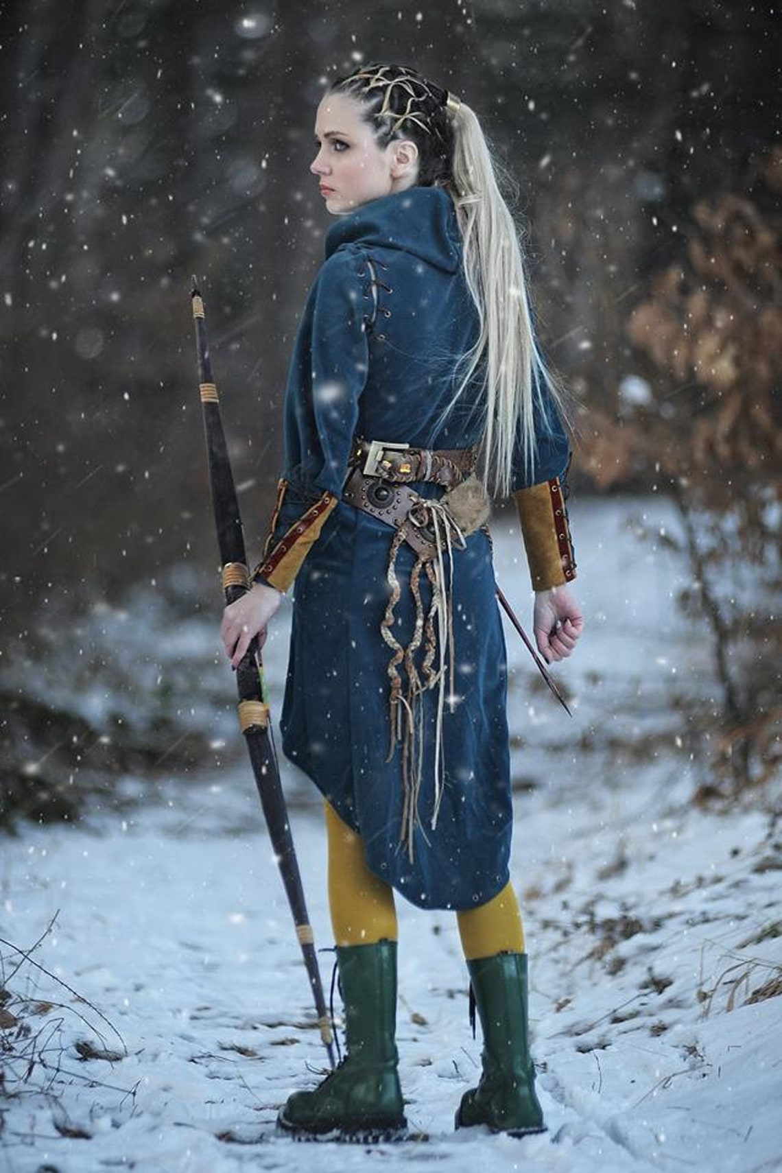 Women Medieval Dress Elf Costume/dark Blue Elf Costume With - Etsy