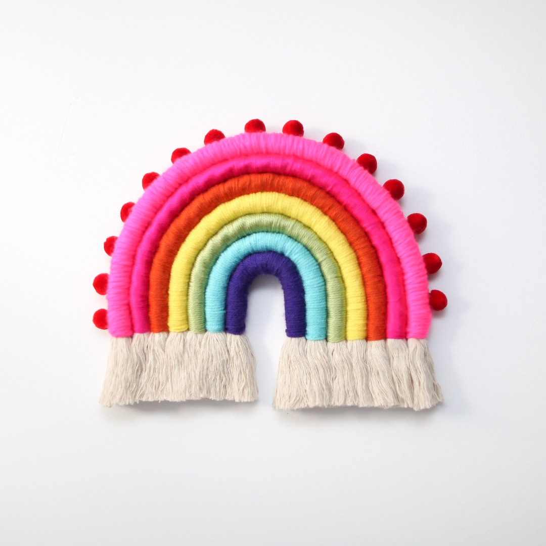Rainbow With Pom Pom Trim "color Baby Color" - Etsy