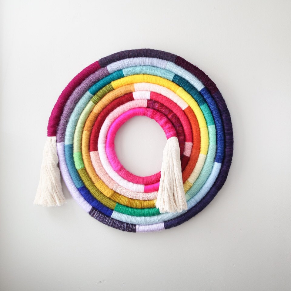 Mega Rainbow Swirl Fiber Art Sculpture colorpour | Etsy Australia