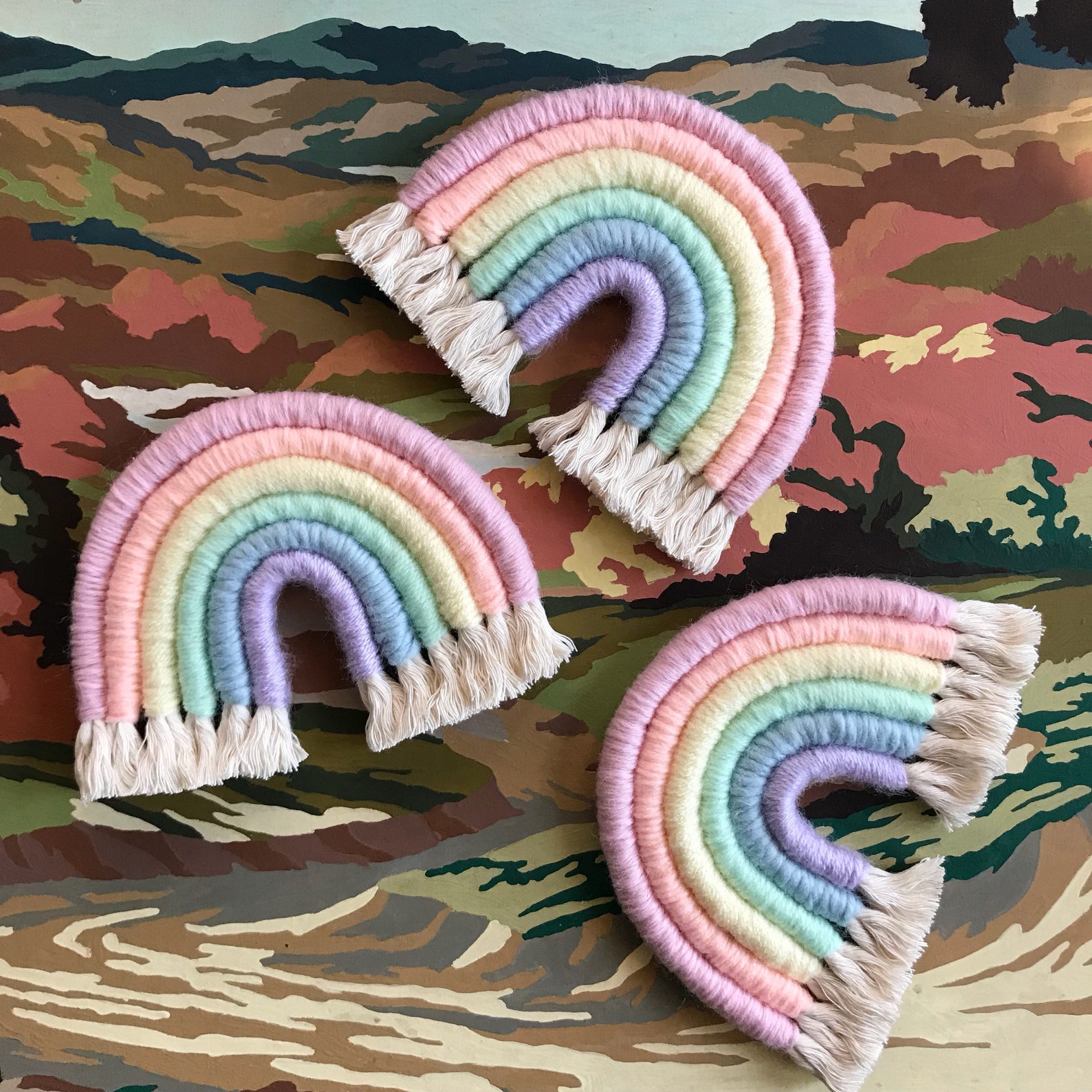 Mini Pastel Rainbow Fiber Wall Hanging | Etsy