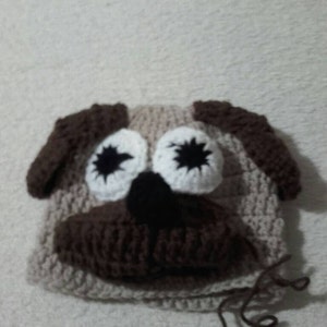 Crochet Pug Hat, Baby Pug Hat, Newborn Pug Hat, Pug Hat, Ready to Ship ...