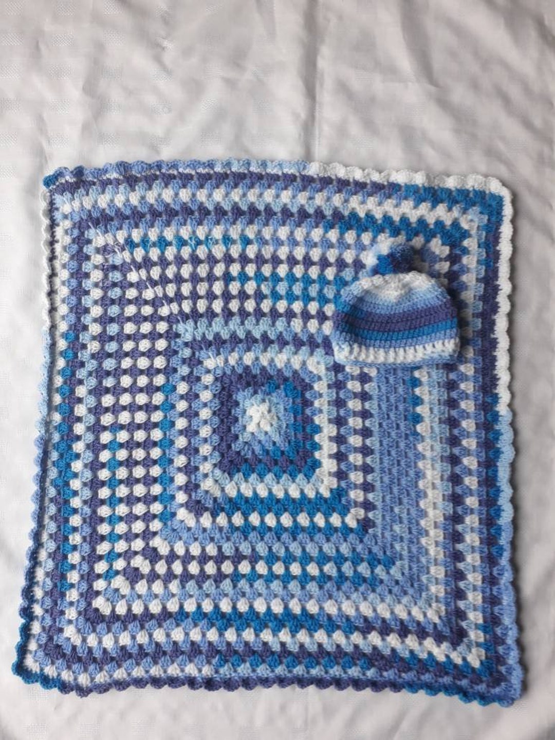 Baby Boy Blanket, Crochet Boy Blanket, Carseat Blanket, Newborn Boy Hat ...