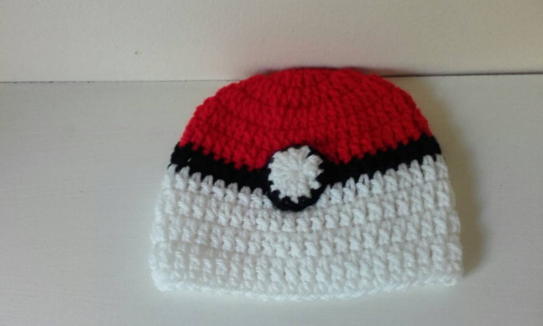 Crochet Pokeball Hat, Baby Pokeball Hat, Newborn Pokeball Hat, Pokeball ...