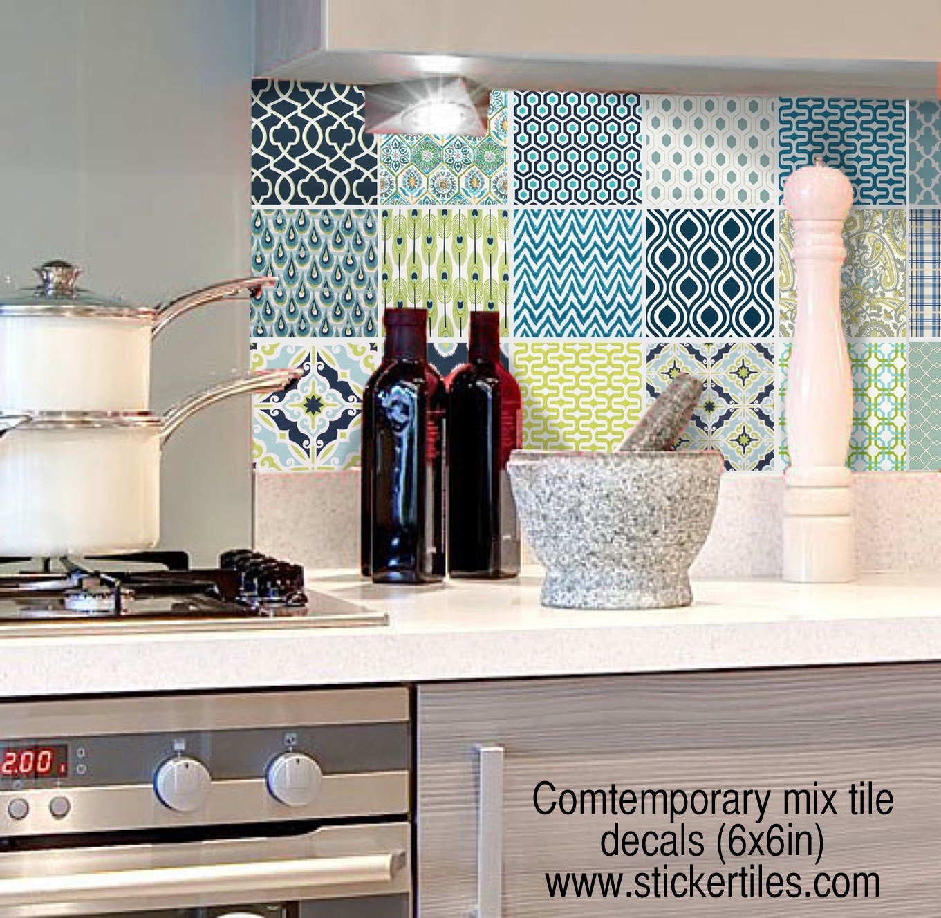 Tile Stickers Vinyl Decal WATERPROOF REMOVABLE for Kitchen Bath Wall ...