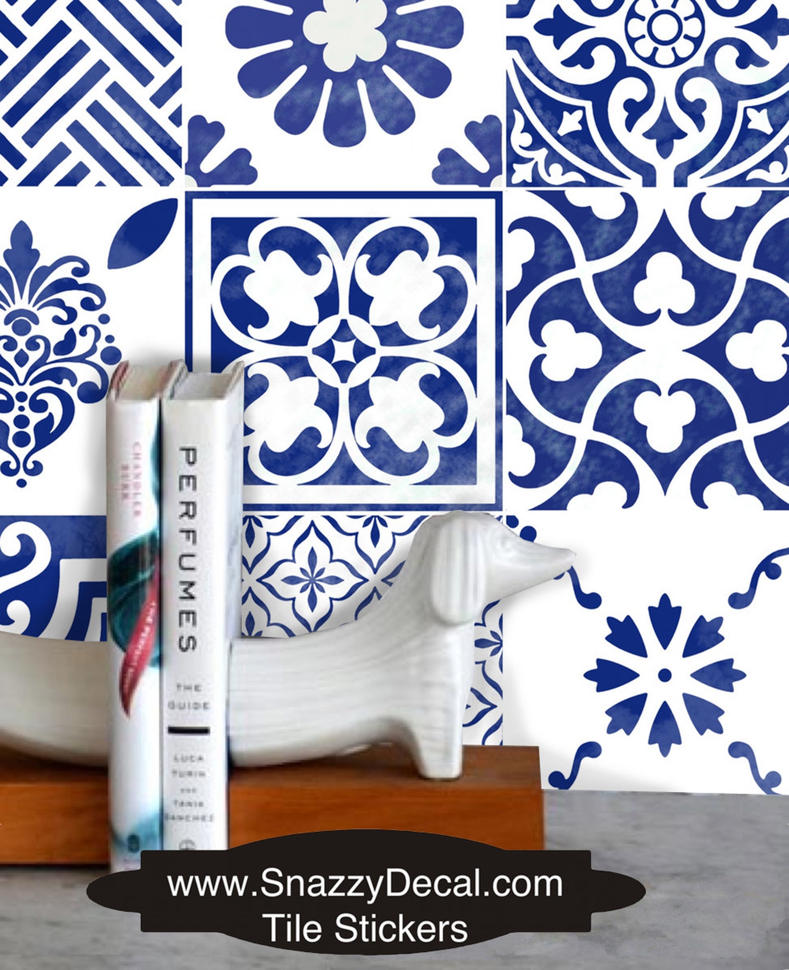 Tile Sticker for Kitche /bathroom Back Splash Floor Removable Blue ...