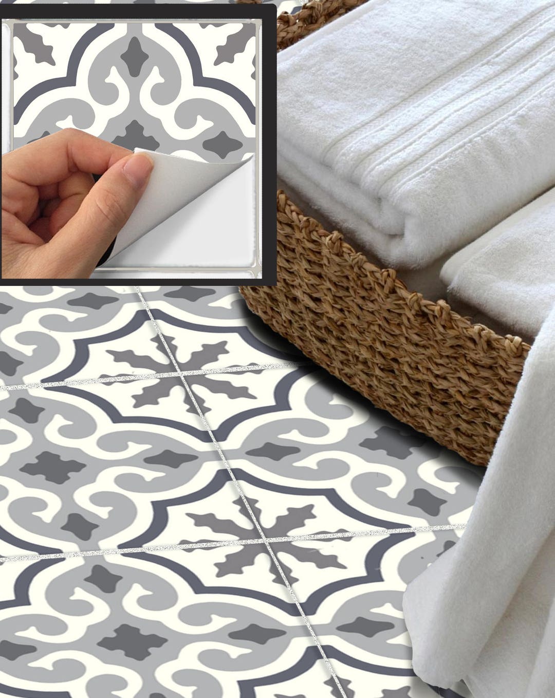 Tile Stickers for Kitchen Backsplash Floor Bath Removable Waterproof ...