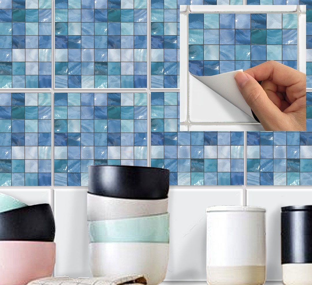 Wall Tile Decals Vinyl Sticker WATERPROOF Wallpaper for Kitchen & Bath ...