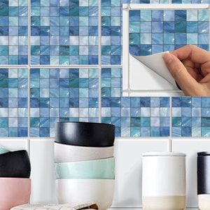 Wall Tile Decals Vinyl Sticker WATERPROOF Wallpaper for Kitchen & Bath ...