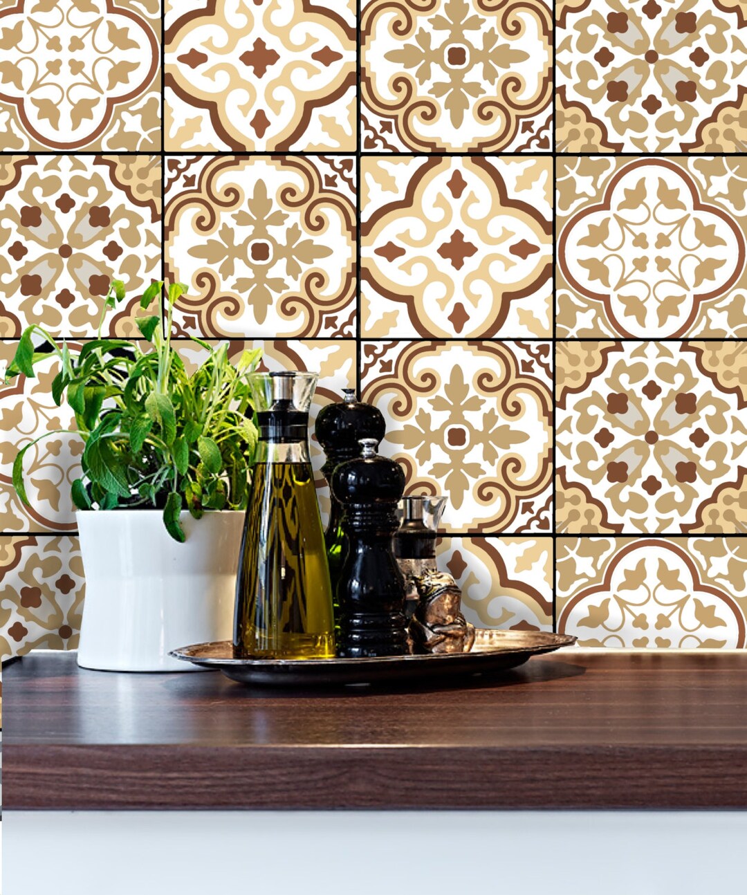 Wall Tile Vinyl Decal Sticker for Kitchen Bath Stair-riser Waterproof ...