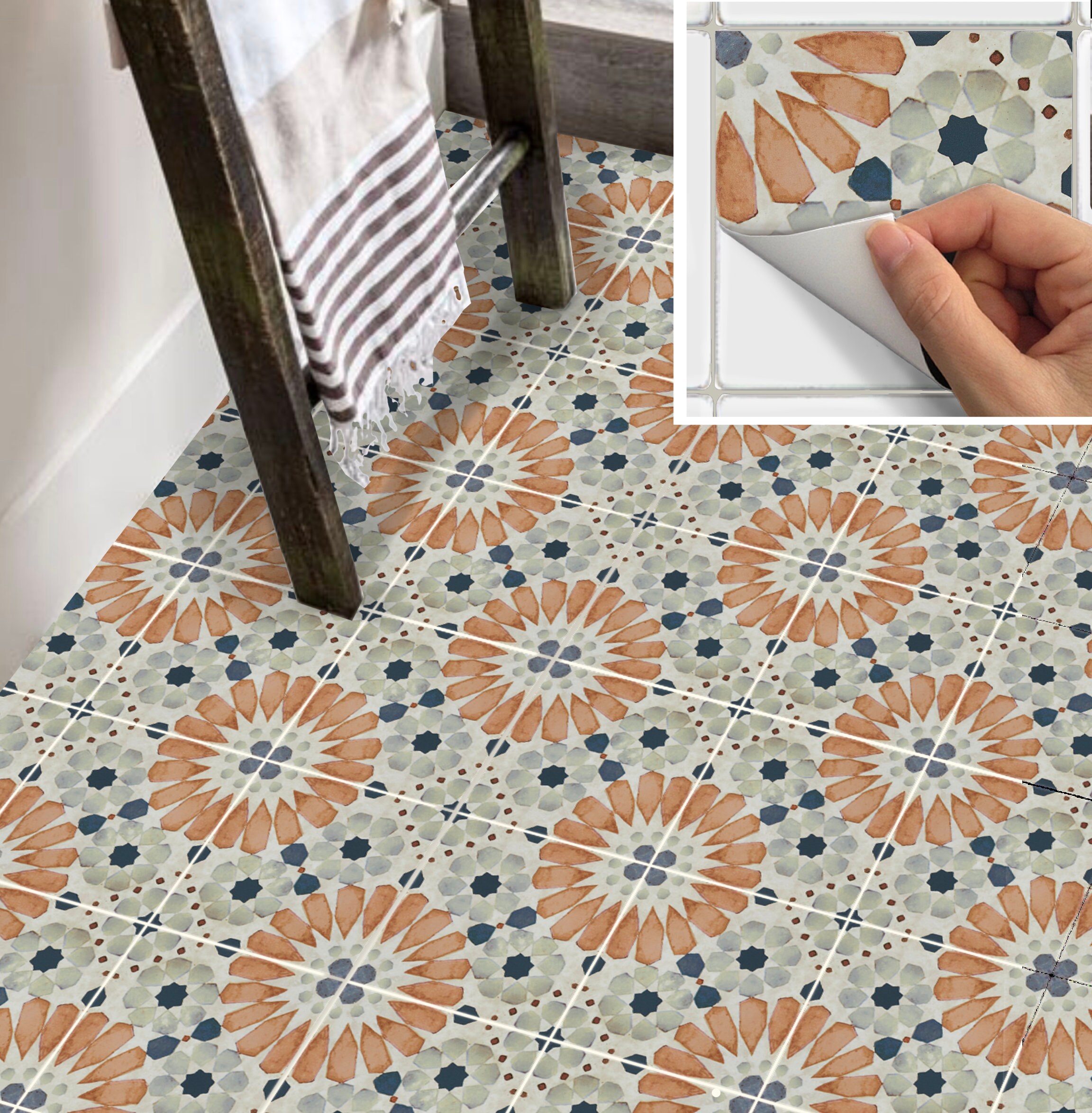 Tile Sticker Kitchen, Bath, Floor, Wall Waterproof & Removable Peel N ...