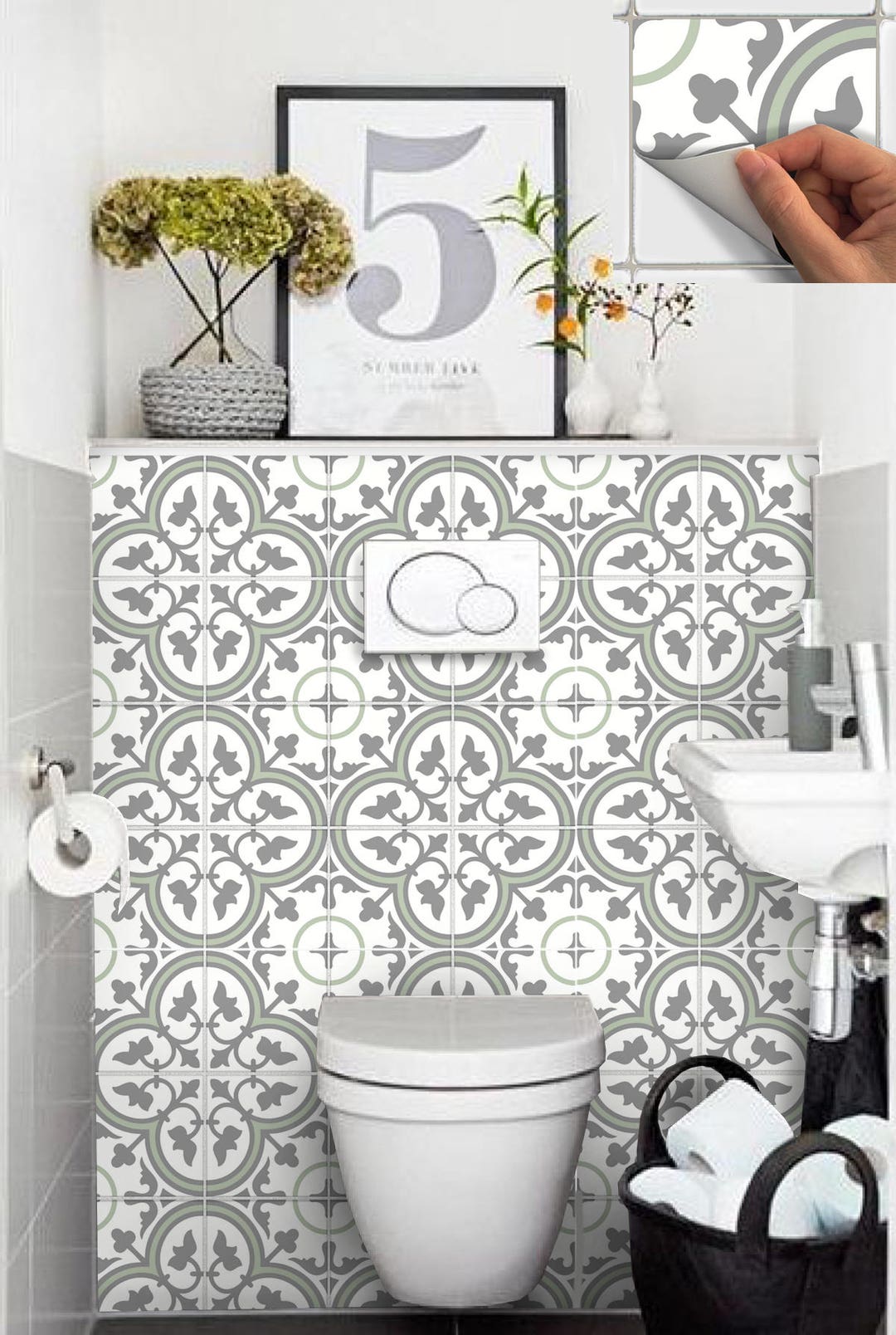 Tile Stickers Vinyl Decal WATERPROOF REMOVABLE for Kitchen Bath Wall ...