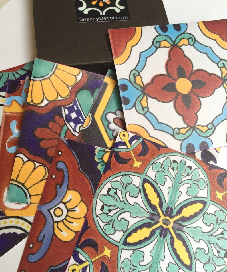 Tile Stickers for Kitchen Bath or Floor Waterproof Mexican Spanish Mix ...