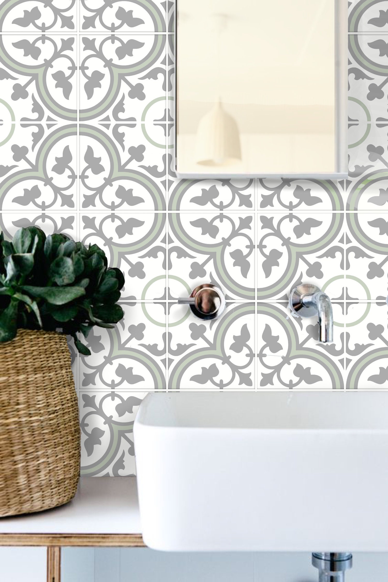 Tile Stickers Vinyl Decal WATERPROOF REMOVABLE for Kitchen Bath Wall ...