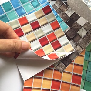 Wall Tile Decals Vinyl Sticker WATERPROOF Tile or Wallpaper for Kitchen ...