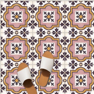 Full Tile Sample: Petal Rose Anti Slip Moroccan Patterned Porcelain ...