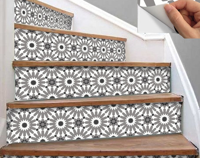 15steps Stair Riser Vinyl Strips Removable Sticker Peel & Stick A83 ...