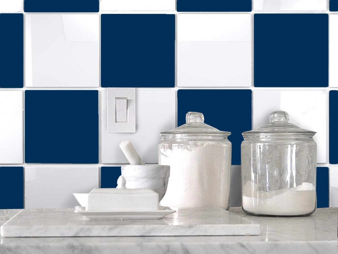 Kitchen Bathroom Tile Decals Vinyl Sticker : Plain Navy Sticker - Etsy