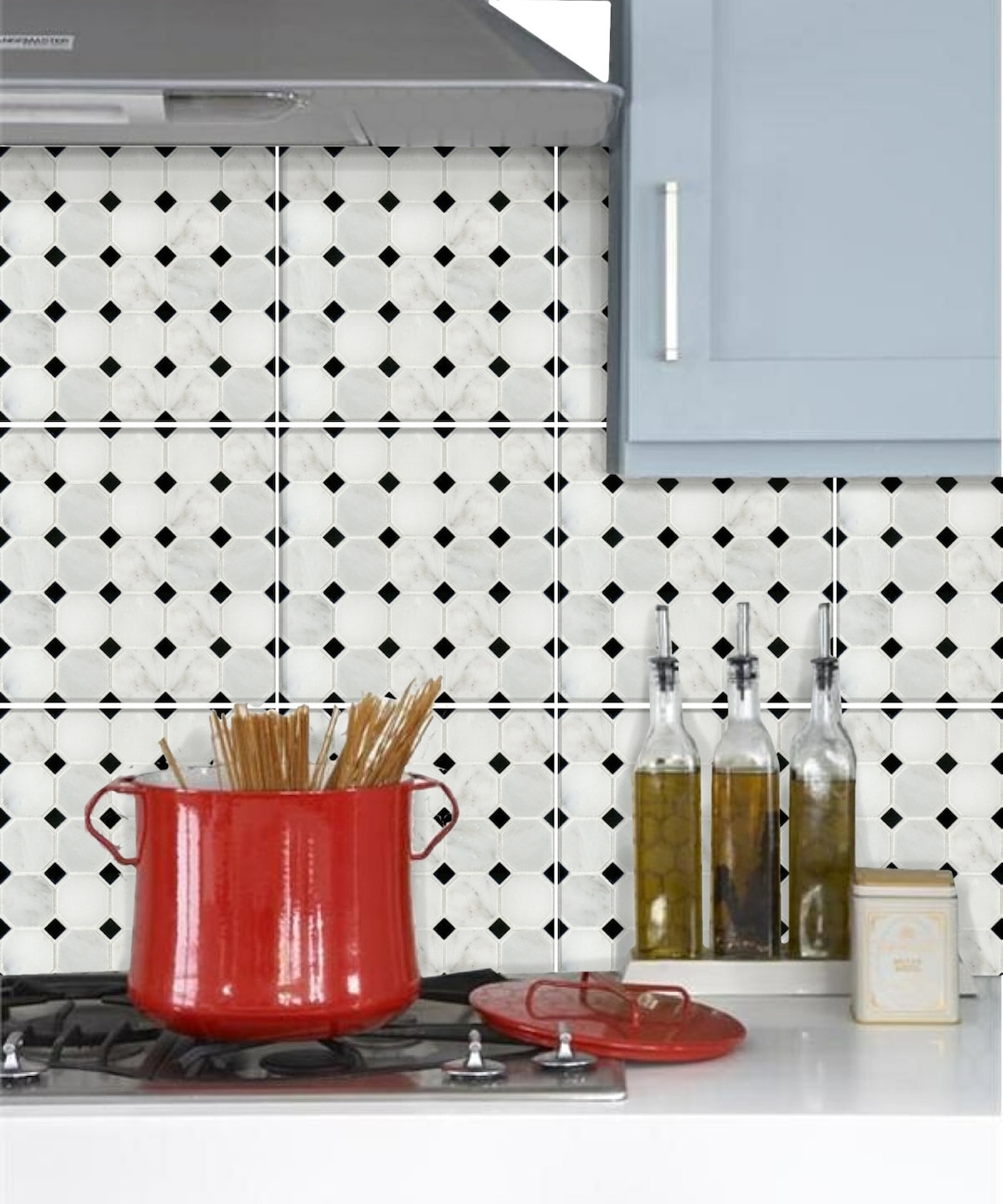 Wall Tile Decals Vinyl Sticker WATERPROOF Wallpaper for Kitchen & Bath ...