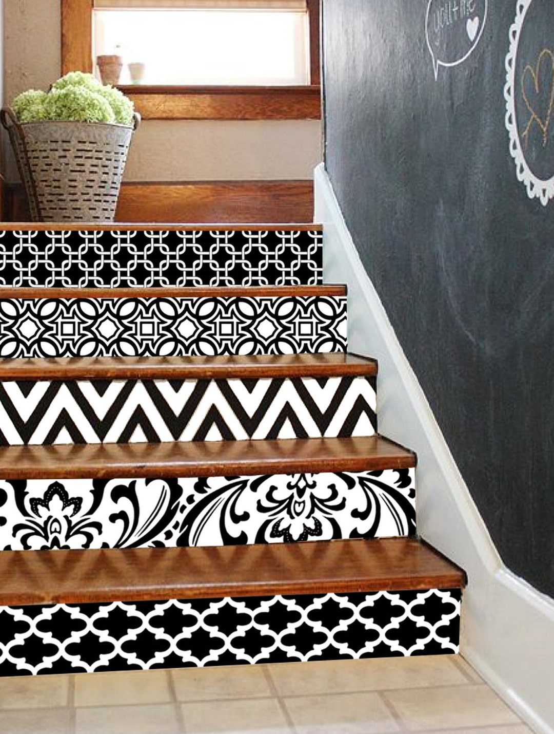 Stair Riser Vinyl Strips Removable Sticker Peel & Stick 15steps : Black ...