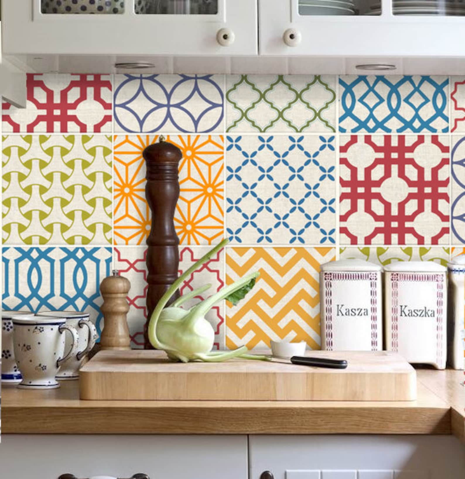 Kitchen Bathroom Tile Decals Vinyl Sticker : Patchwork Wmix7 - Etsy