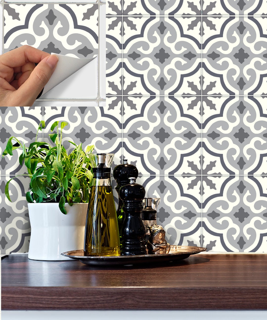 Tile Decals Stickers for Kitchen Backsplash Floor Bath Removable ...