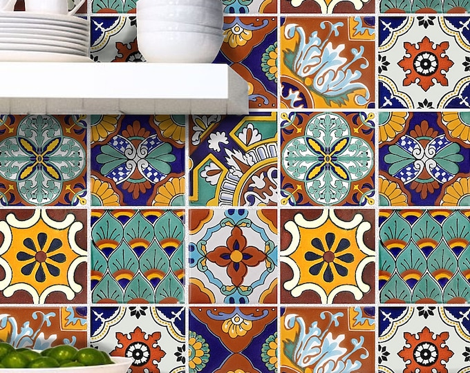 Tile Stickers for Kitchen Bath or Floor Waterproof Tr008 Spanish Mexican Talavera TR008 - Etsy UK
