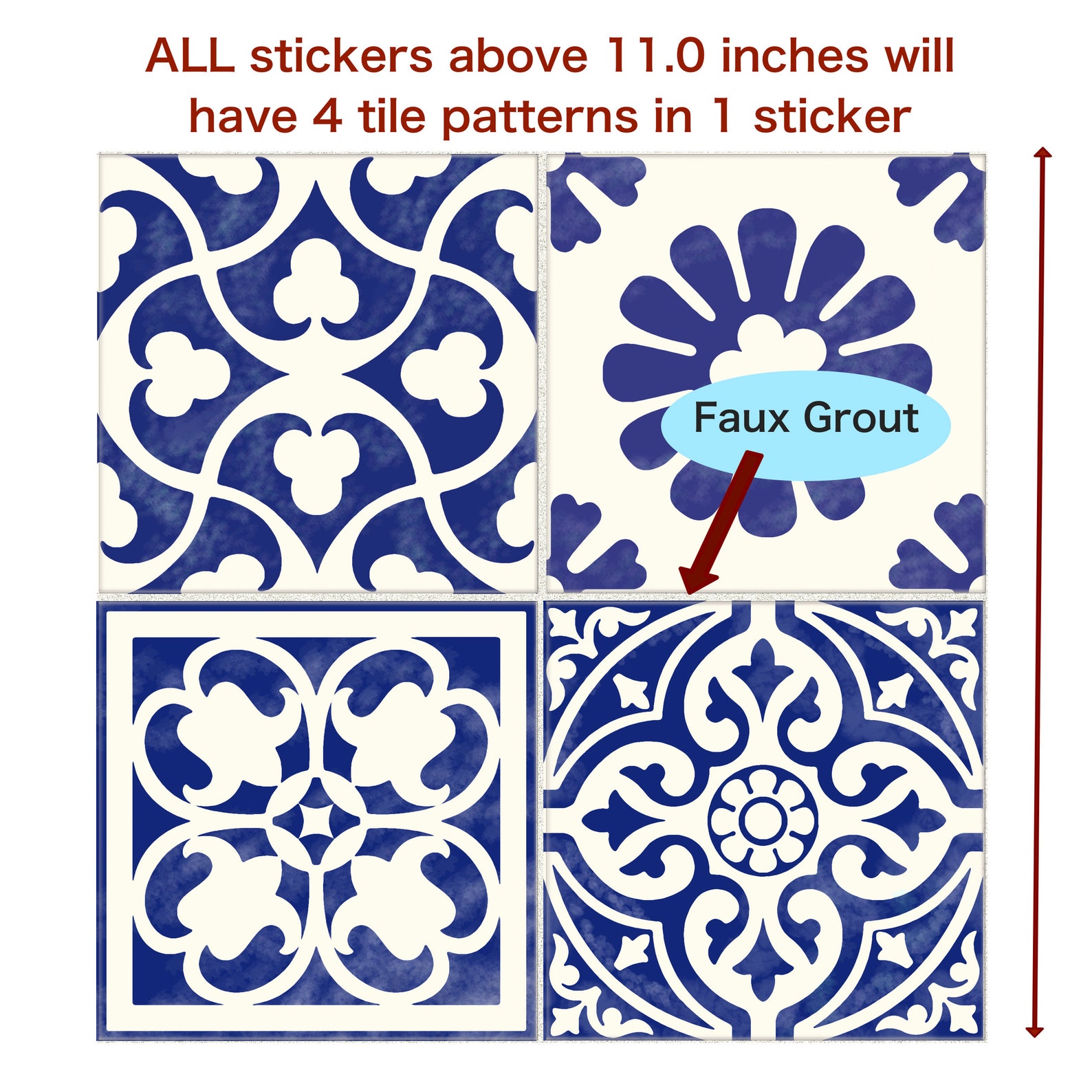 Tile Sticker for Kitche /bathroom Back Splash Floor Removable Blue ...