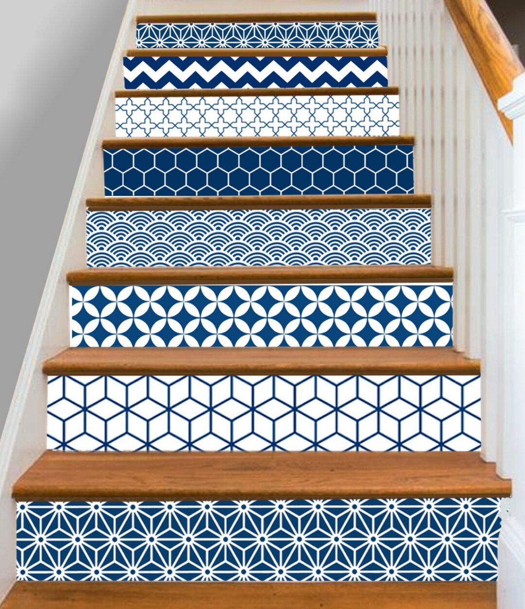 15steps Stair Riser Vinyl Strips Removable Sticker Peel & Stick ...