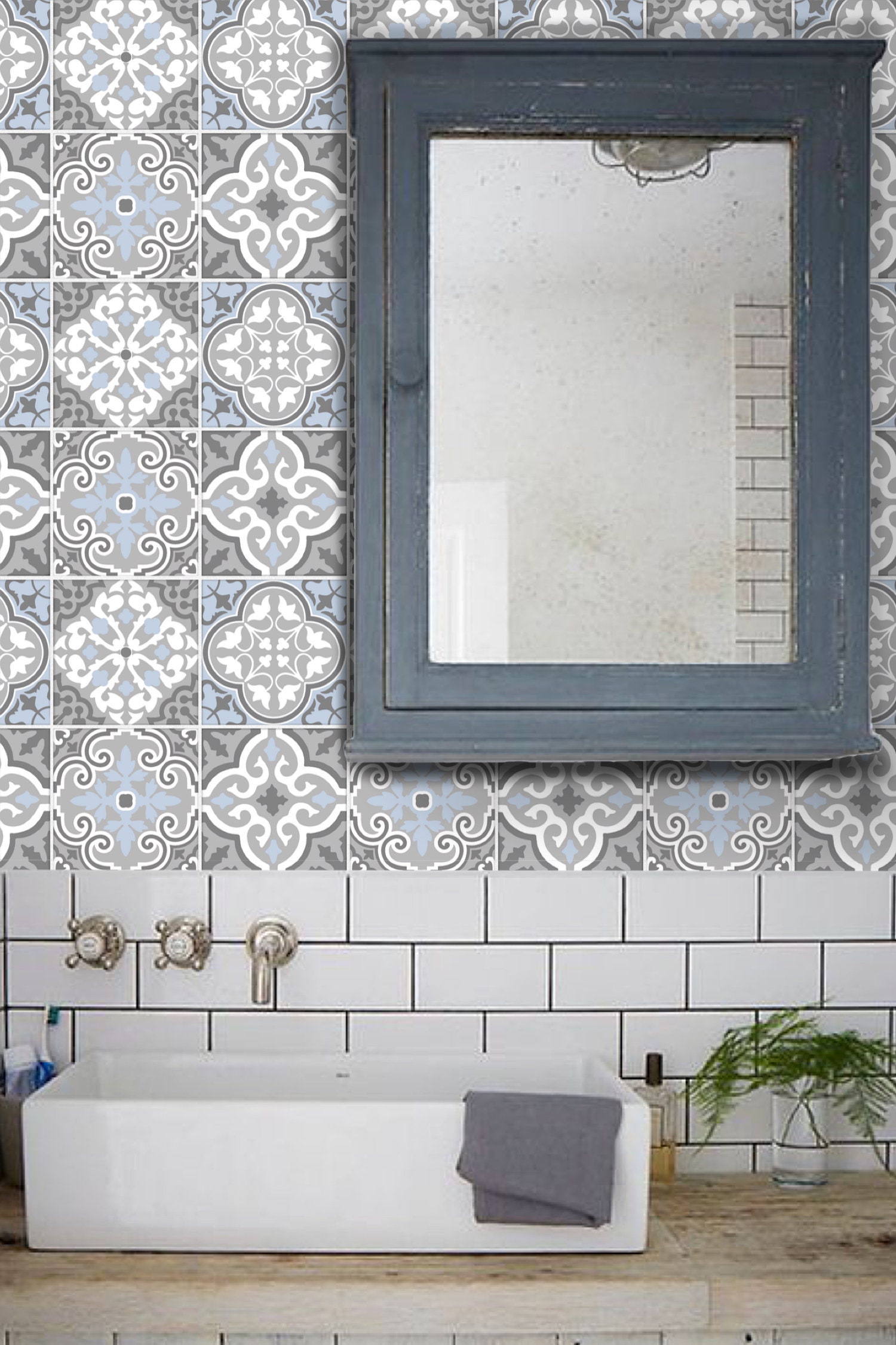 Wall Tile Decals Vinyl Sticker WATERPROOF Tile or Wallpaper for Kitchen ...