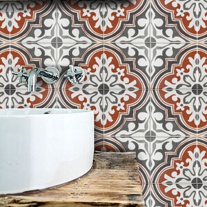 Floor Tile Stickers Vinyl Decal WATERPROOF REMOVABLE for Kitchen Bath ...