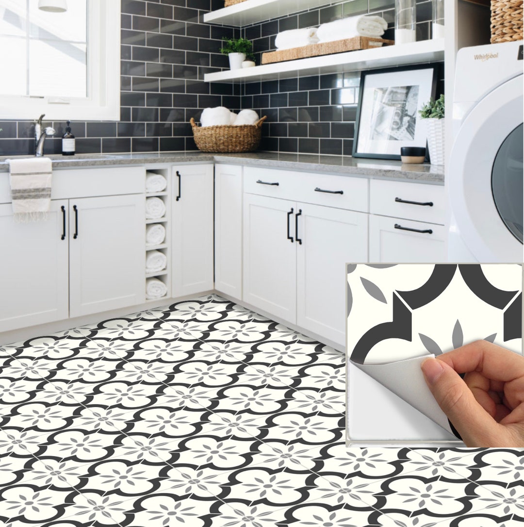 Tile Stickers for Floor, Kitchen Backsplash Bath Removable Waterproof ...