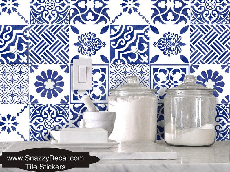 Tile Sticker for Kitche /bathroom Back Splash Floor Removable Blue ...