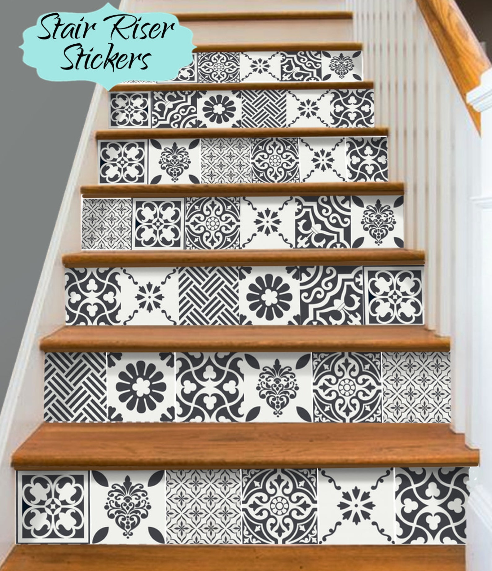 Tile Decals - Tiles for Kitchen/bathroom Back Splash/floor: Wmix2 Black ...
