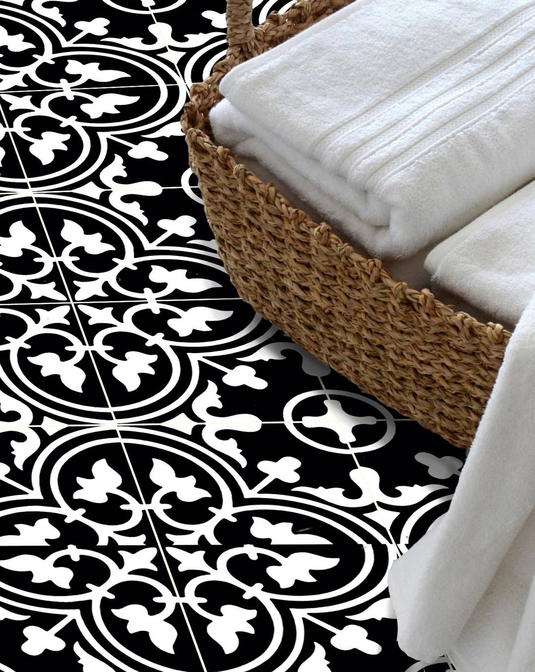 Floor Tile Stickers Vinyl Decal WATERPROOF REMOVABLE for Kitchen Bath ...