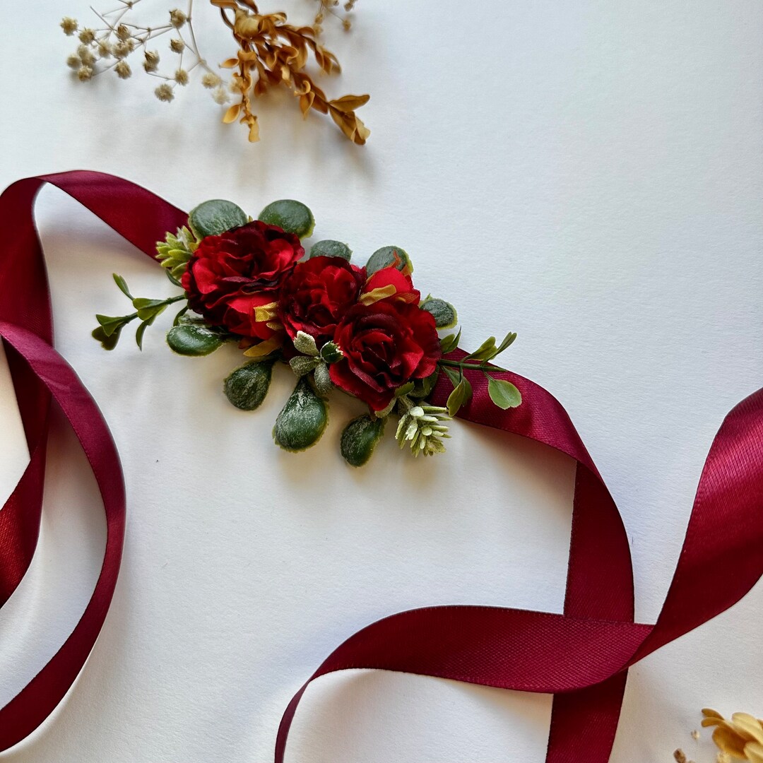 Black Burgundy Belt Gothic Burgundy Red Flower Belt Gothic Belt Women ...